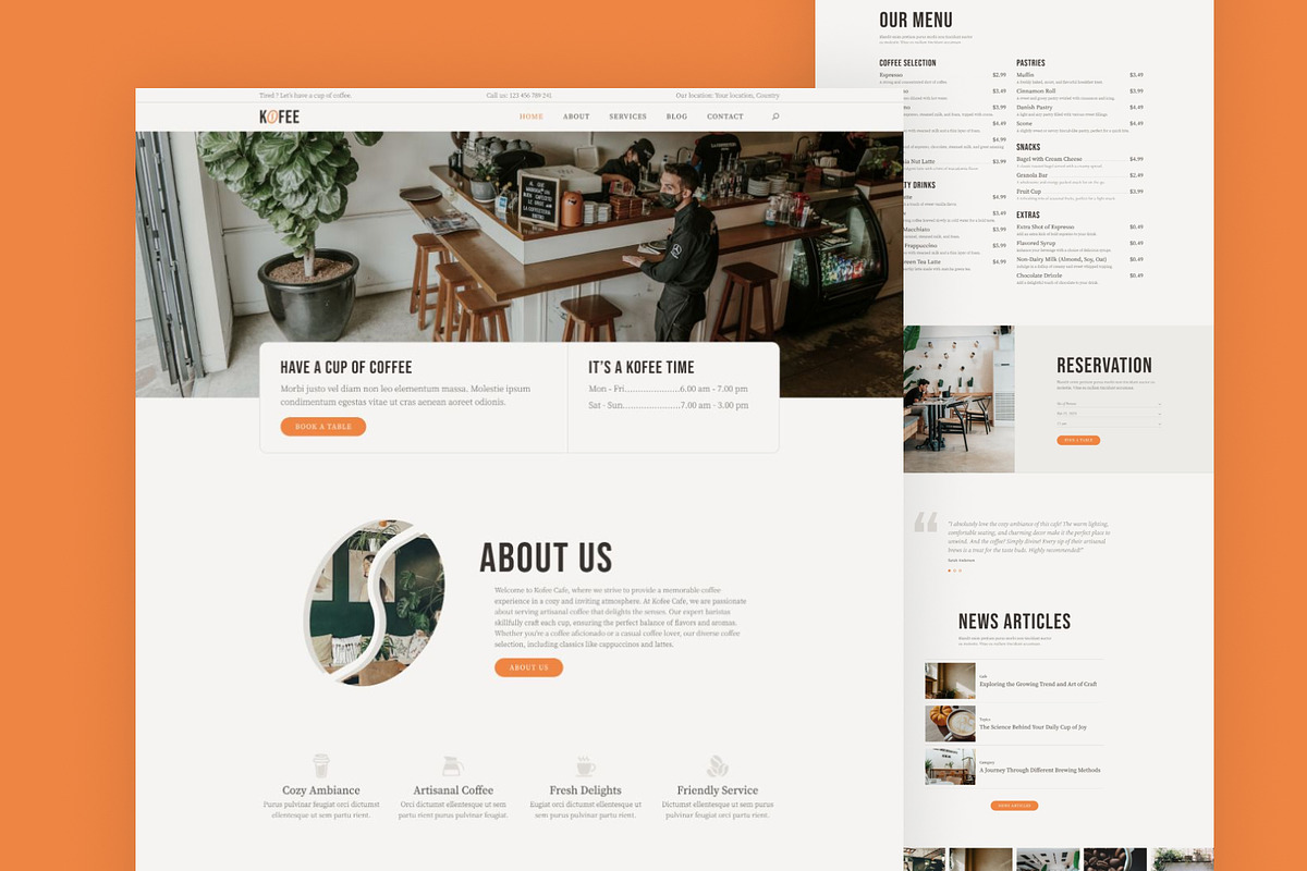 Kofee - Cafe HTML Website Template, a HTML Template by TemplatesJungle