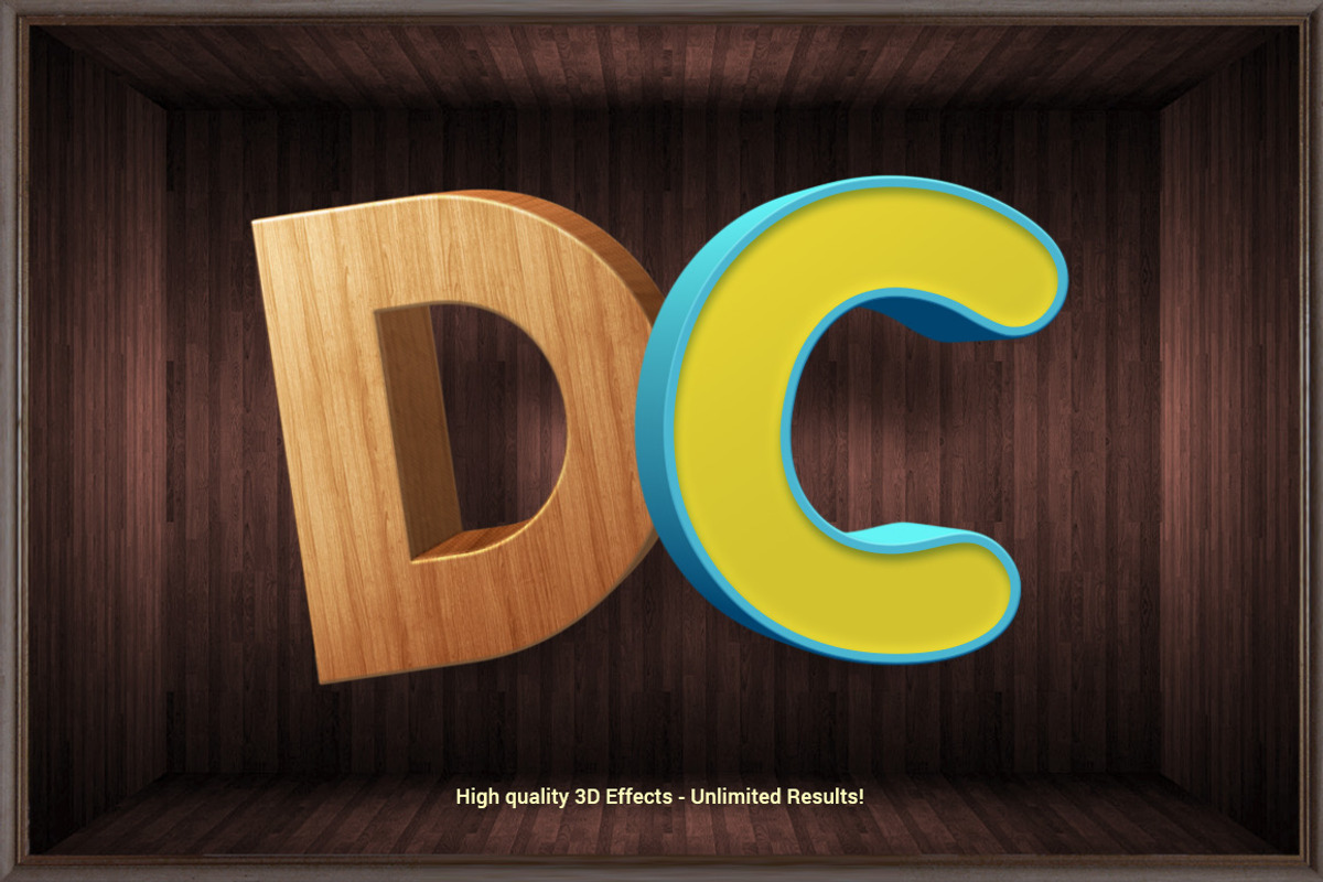 3D Text Mockup Kit - Smart Objects, a Product Mockup by Designercow