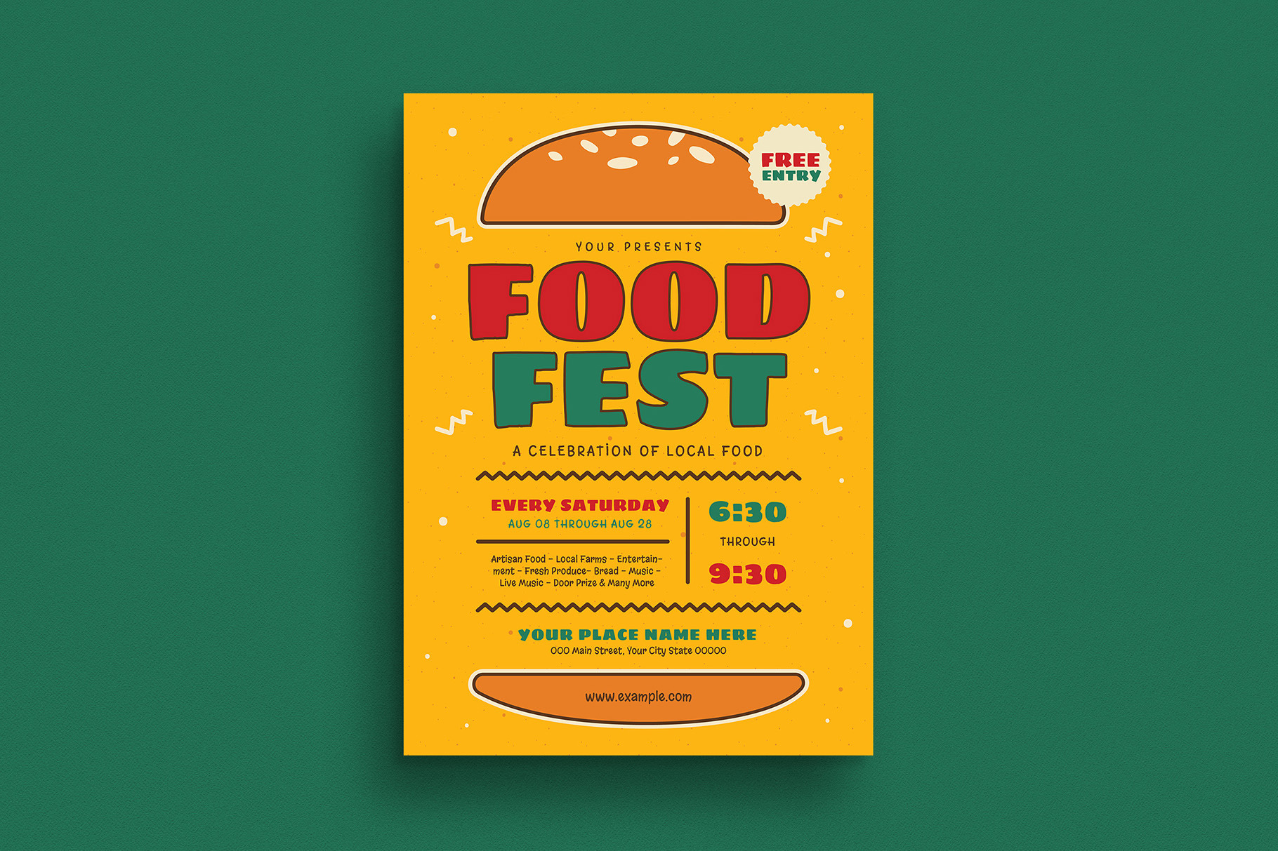 Food Festival Event Flyer, a Flyer Template by VectorVactory