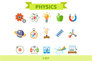 Physics Flat Icon Set, an Illustration by TastyVector