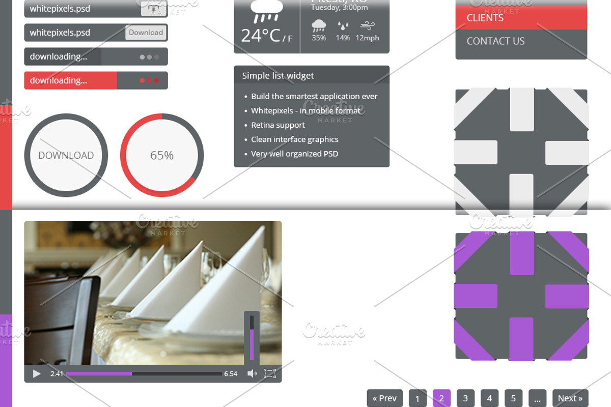Flush UI - flat user interface, a Templates & Theme by Picseel