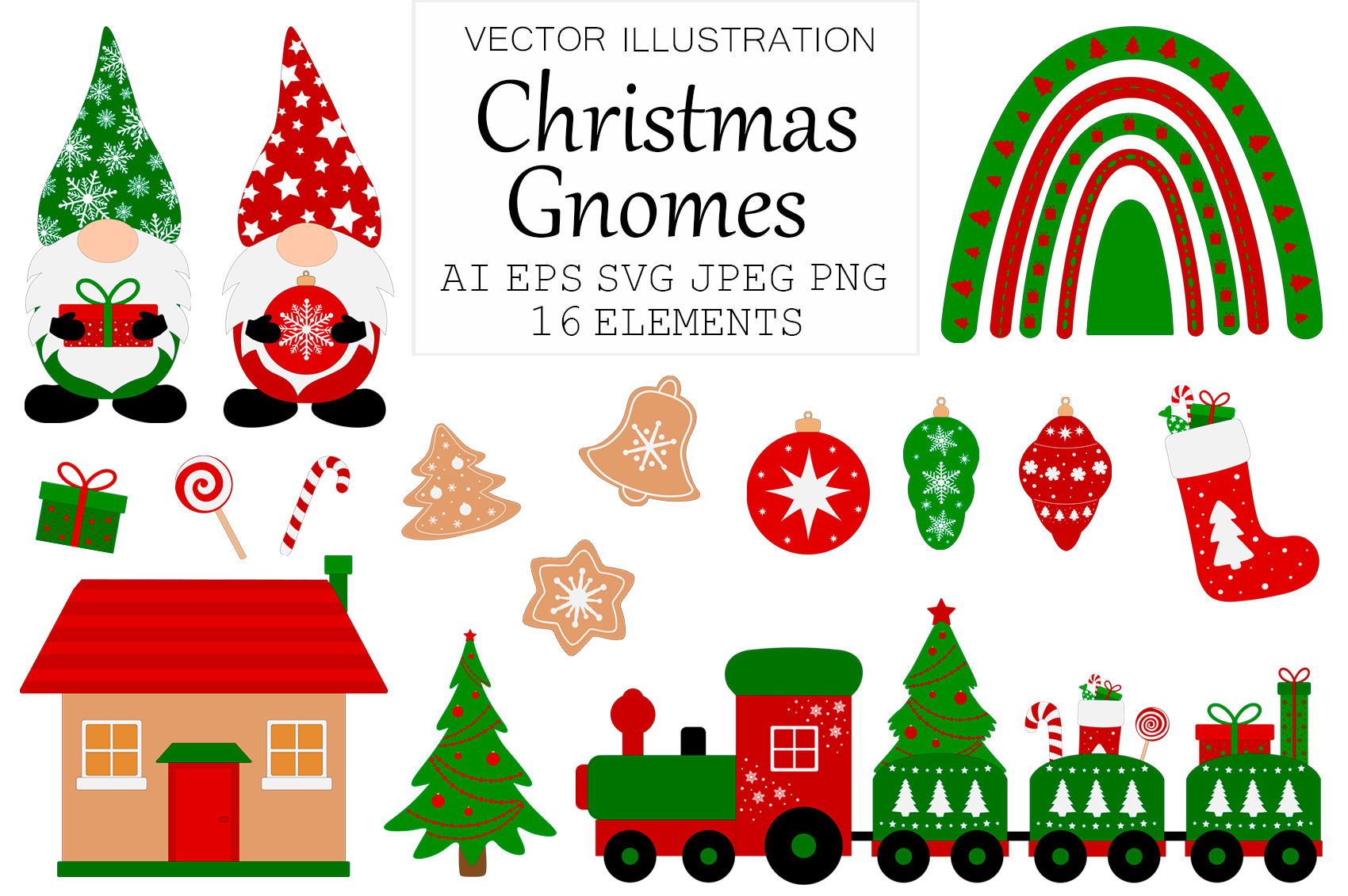 Christmas Gnomes clipart. Gnomes SVG, an Illustration by IrinaShishkova