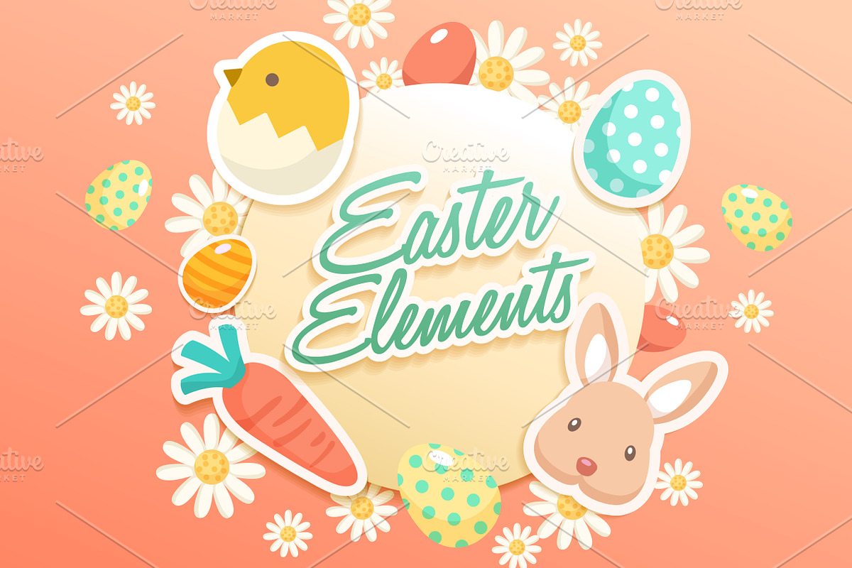 Big Set of Easter Elements, an Object Graphic by Daraon