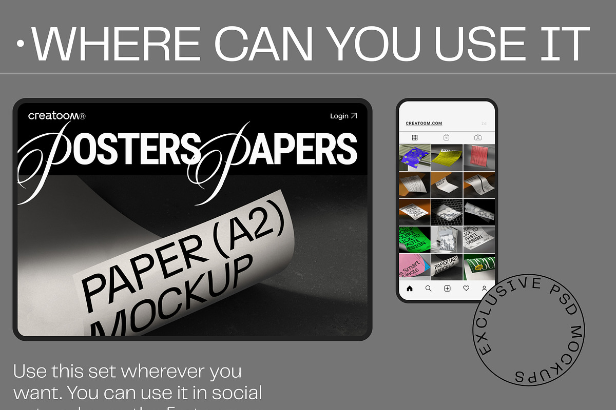 (32) Poster & Paper mockups, a Mockup by Creatoom