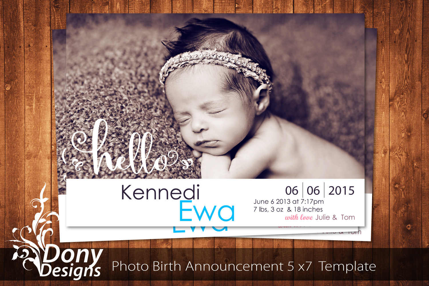 Newborn Baby Card Announcement, a Card Template by DonyDesigns