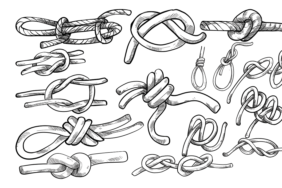 rope knot handdrawn collection, an Object Graphic by nikagraphic