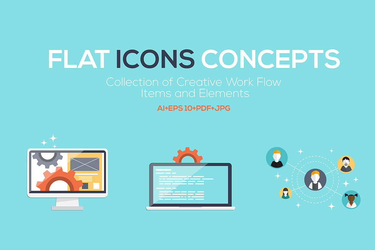 Set of Flat Design Concepts Icons, an Outline Icon by Creative Graphics