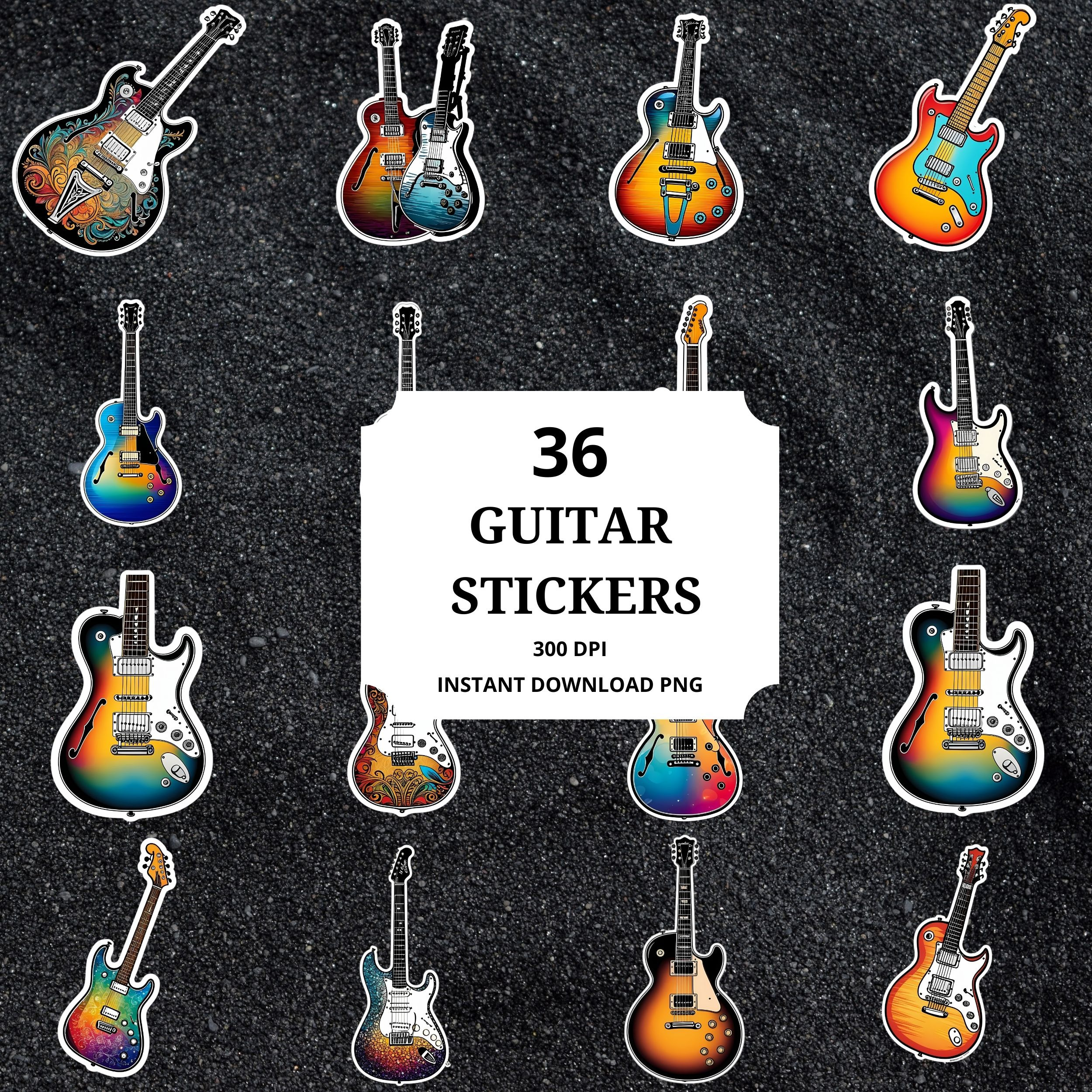 Cute Guitar Stickers Clipart Bundle, an Arts & Entertainment Photo by ...