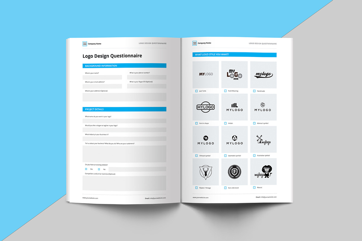 Logo design questionnaire, a Stationery Template by GraphicsEgg