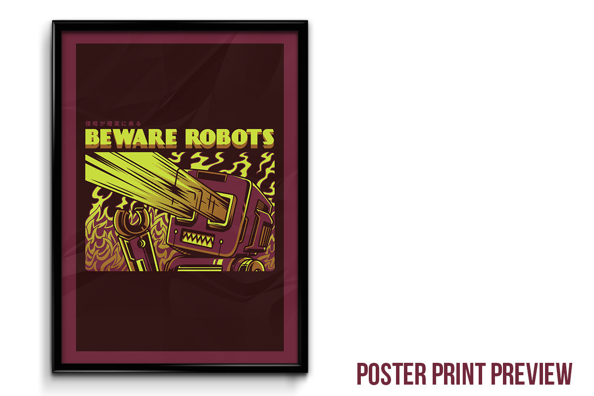 Beware Robots Illustration, an Illustration by badsyxn