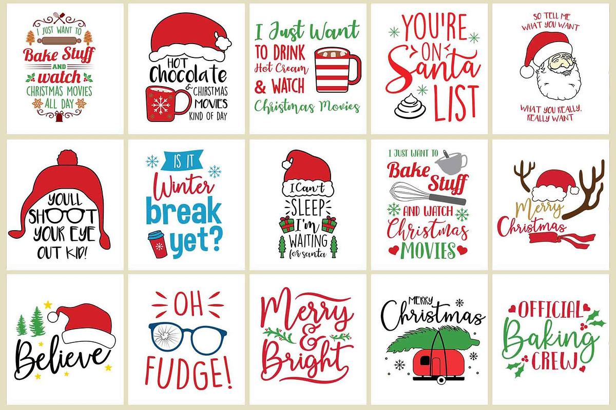 63 Funny Christmas Designs, an Illustration by beetlepixels
