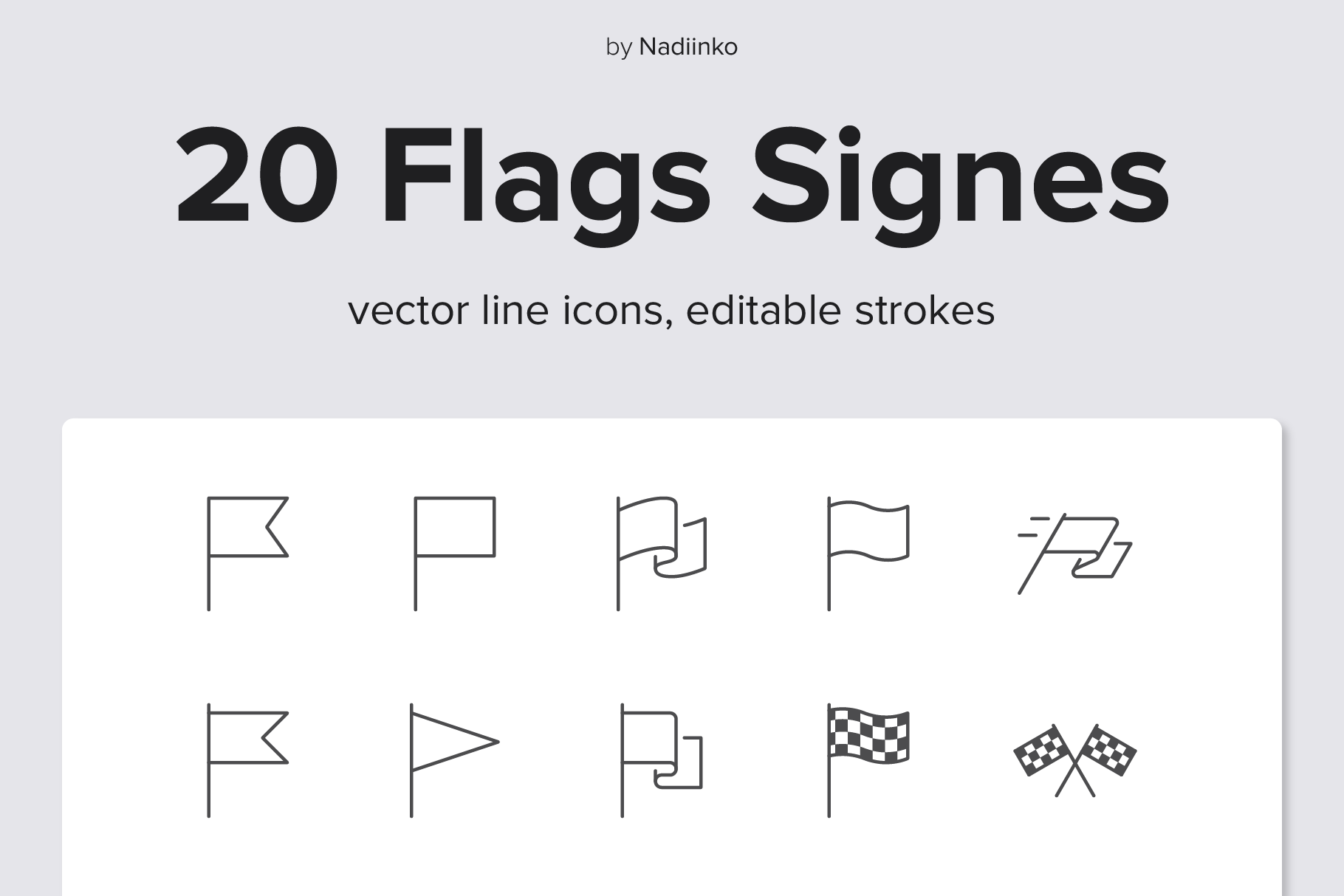Flags Line Icons, an Outline Icon by Nadiinko