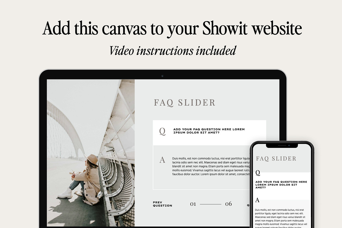 FAQ Slider Showit Template Add-on, a Websites & App Template by Amanda ...