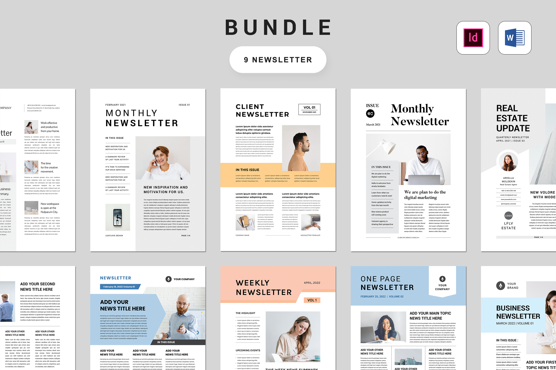 Newsletter Bundle | MS Word & Indd, a Magazine Template by Leaflove