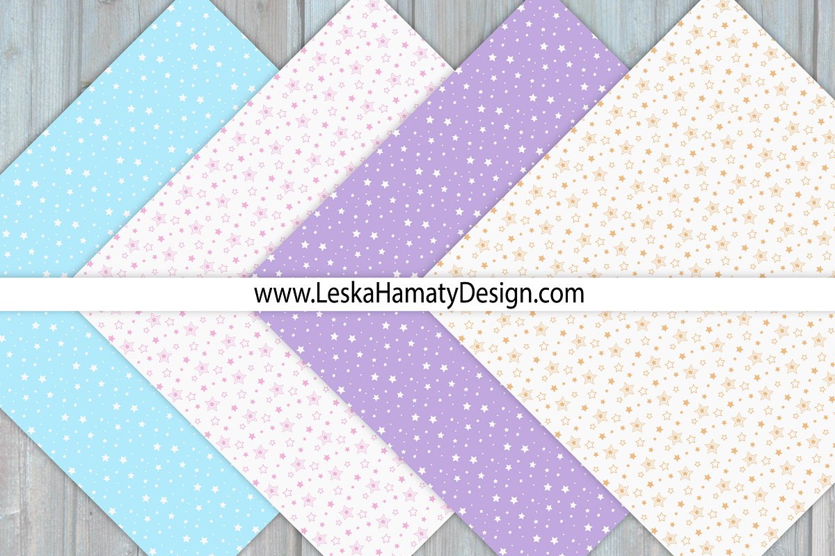 Pastel Stars Digital Paper, a Pattern Graphic by Leska's Digitals
