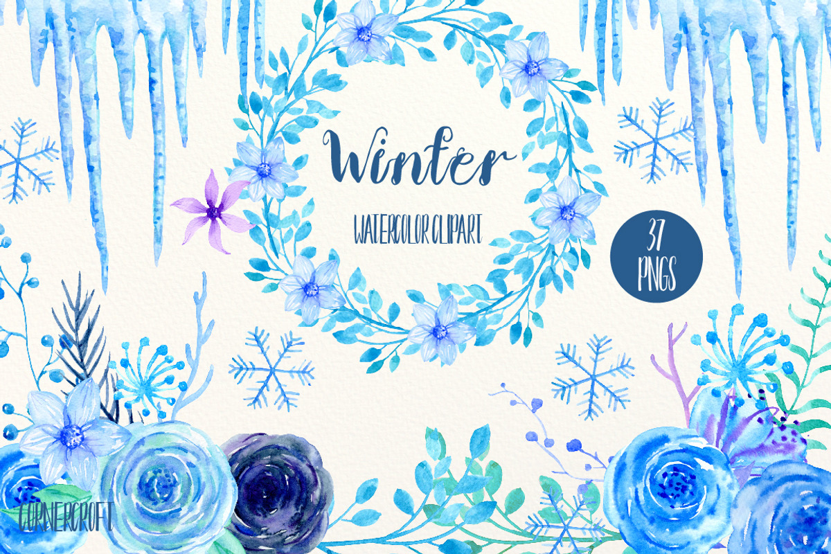 Watercolor Clipart Winter, an Illustration by Corner Croft | Creative ...