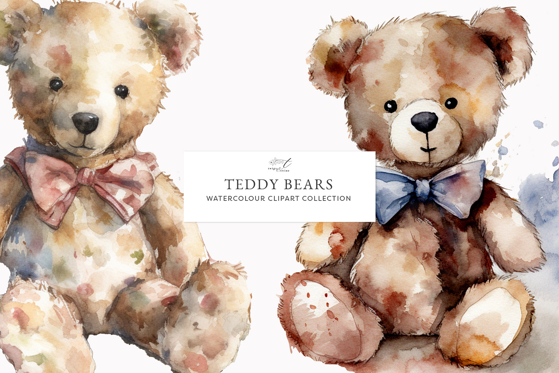 Teddy Bear Watercolor Clipart Set | Creative Market