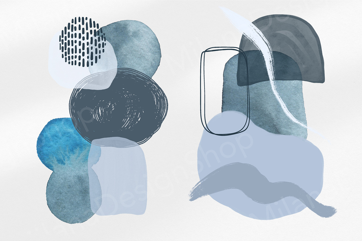 Set Abstract Blue Navy Shapes, an Object Graphic by MilanaDesignShop