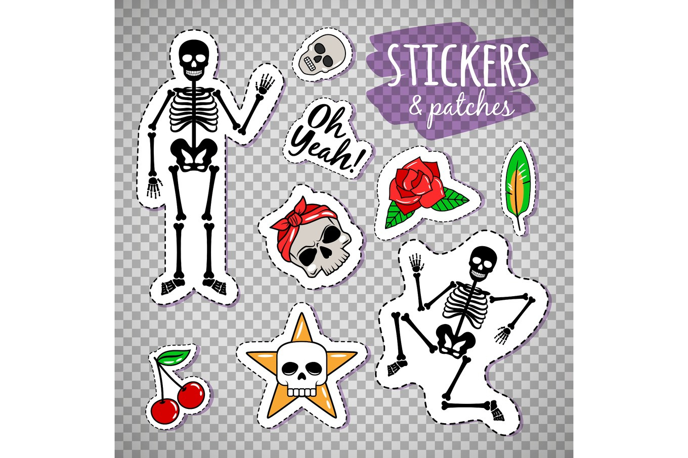 Skeleton stickers on transparent background, an Object Graphic by Stock ...