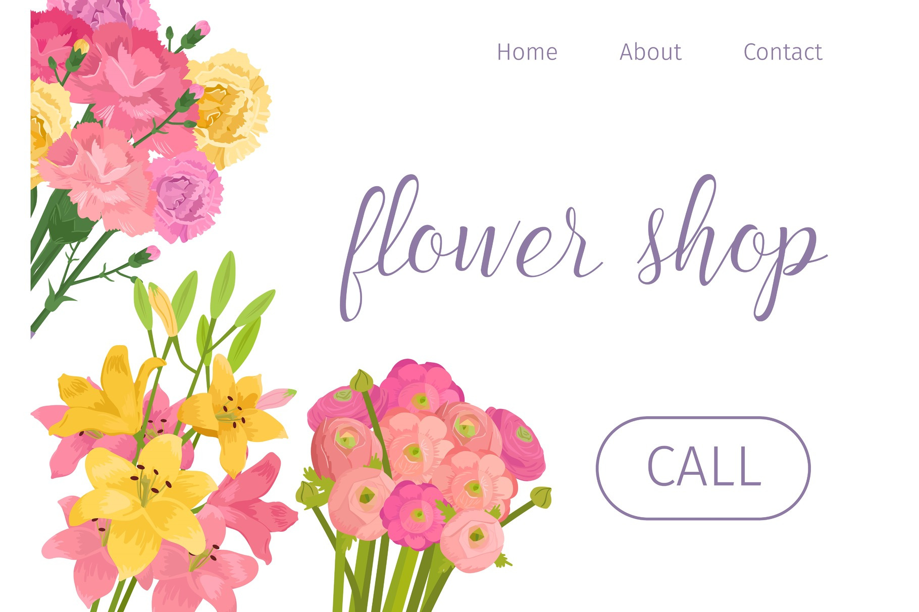 Spring flowers shop vector, a Decorative Illustration by KitVector