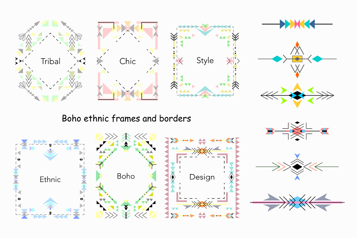 Boho style cards, frames, borders, a Card Template by DinaraChernaya