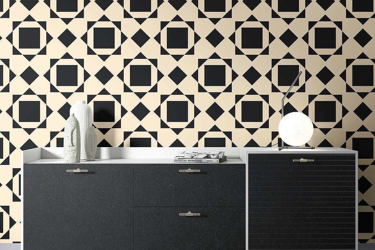 Geometric Monotone Pattern, a Wallpaper Graphic by MalyskaStudio