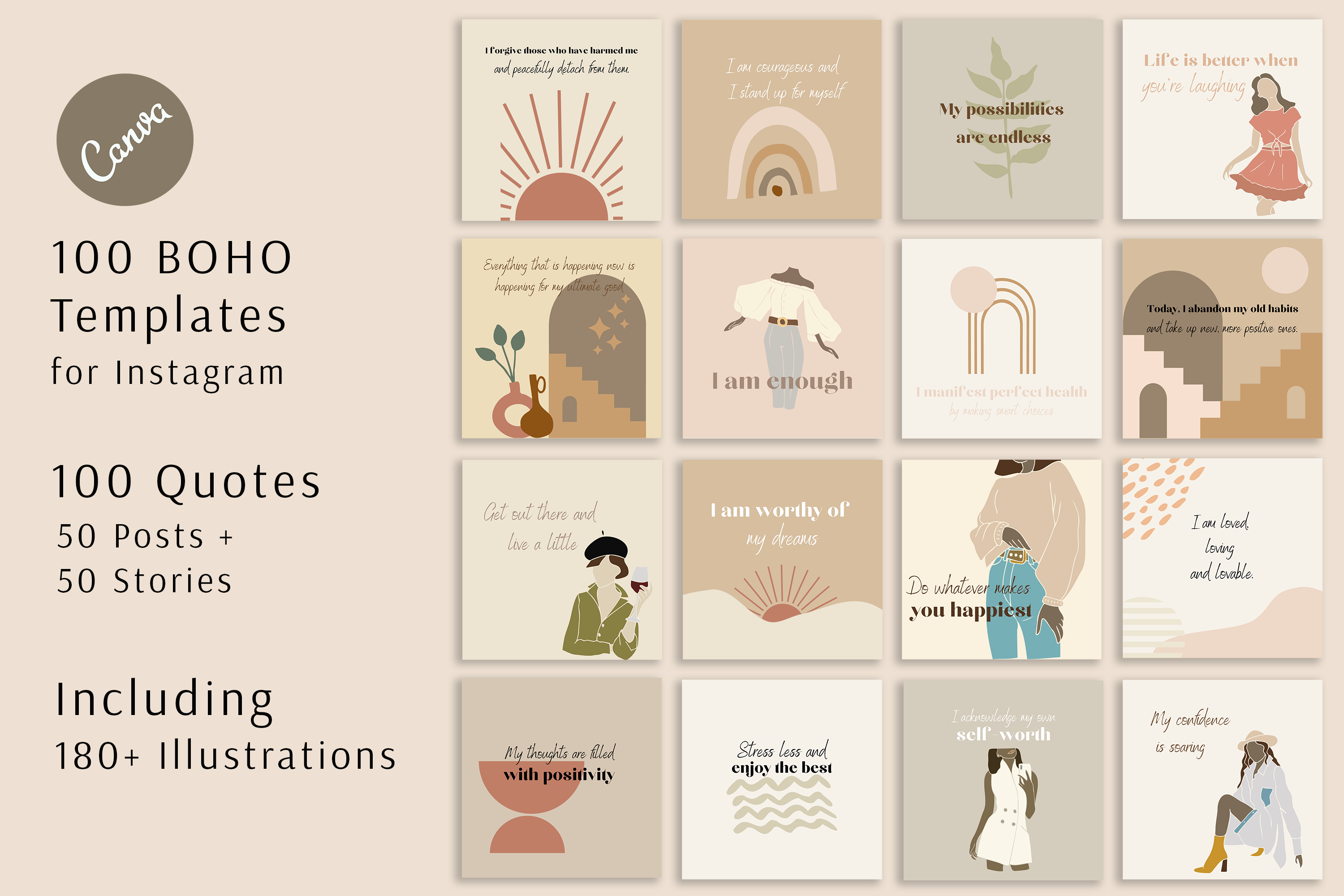 100 Boho Instagram Templates Canva