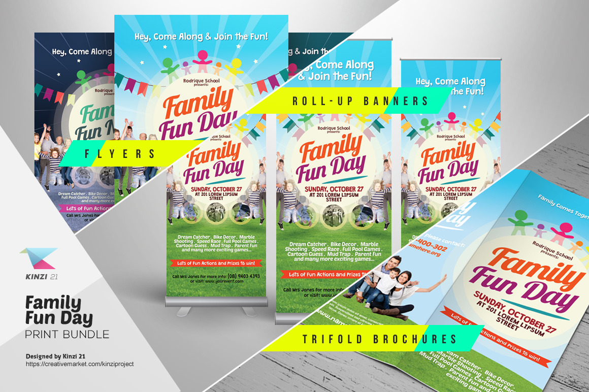 Family Fun Day Print Bundle, a Flyer Template by kinzi21