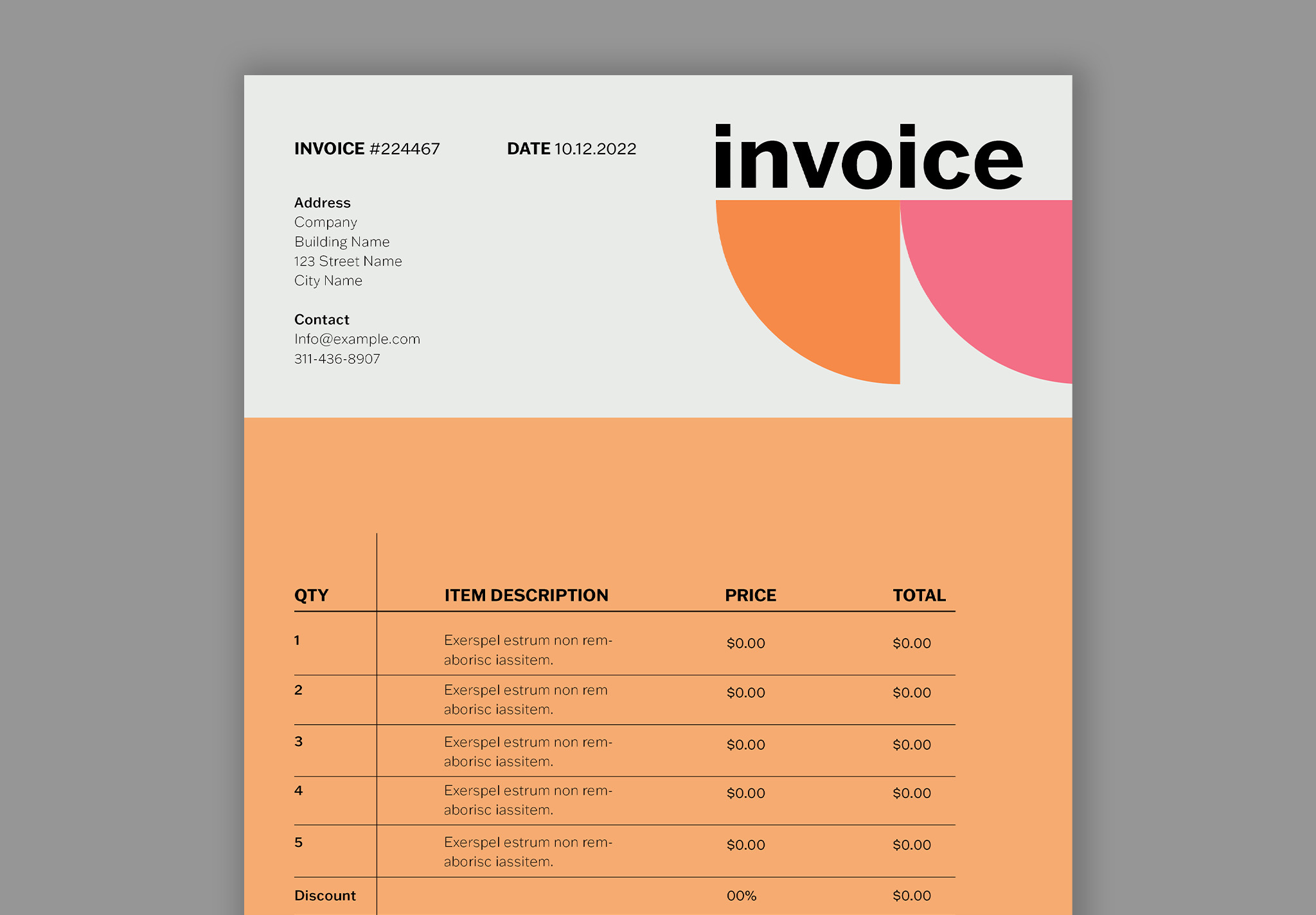 Minimal Orange Invoice with Shapes, a Stationery Template by wavebreak