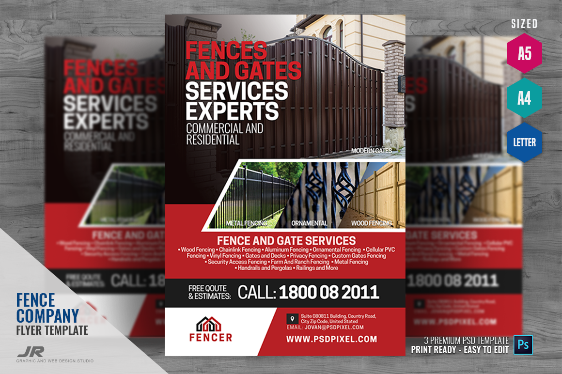 Fencing Services Flyer, a Flyer Template by PSDPixel