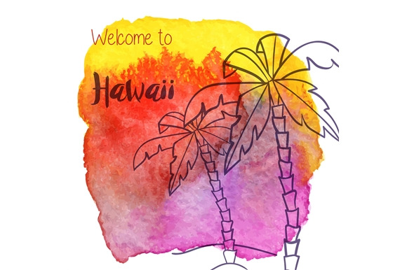 Watercolor Hawaiian graphic design, a Decorative Illustration by ...
