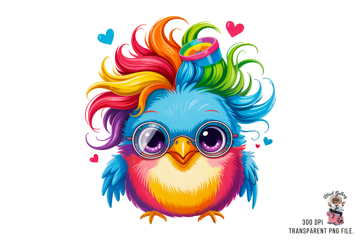 Rainbow Bird Clipart PNG Bundle, an Illustration by Clipart Bloom