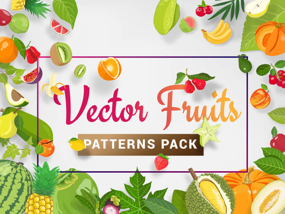 Vector Fruits Patterns Pack, a Pattern Graphic by Vectogravic Design