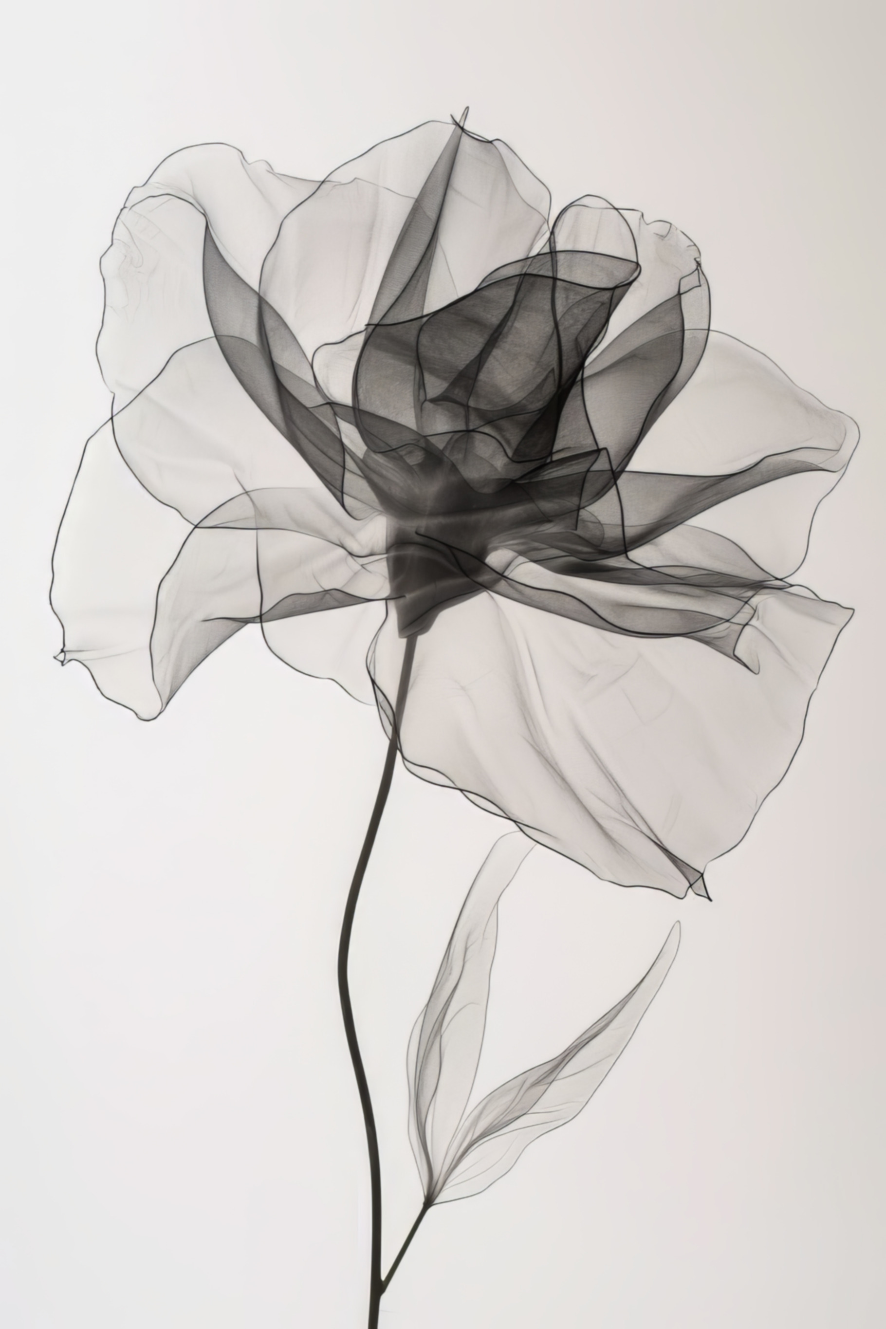 Translucent X-ray Styled Rose with Visible Petal Veins, an Abstract ...