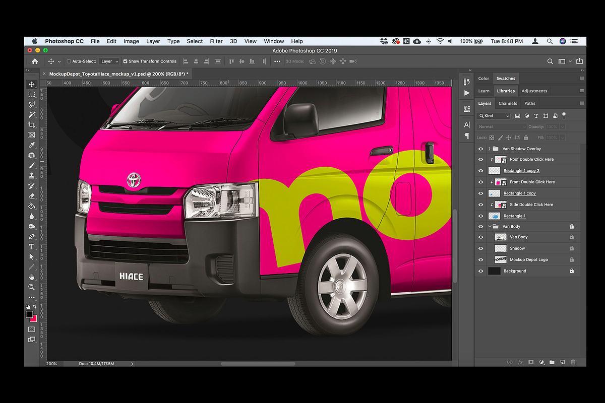 4K Work Van Toyota HiAce PSD Mockup, an Advertising Mockup by mockupdepot