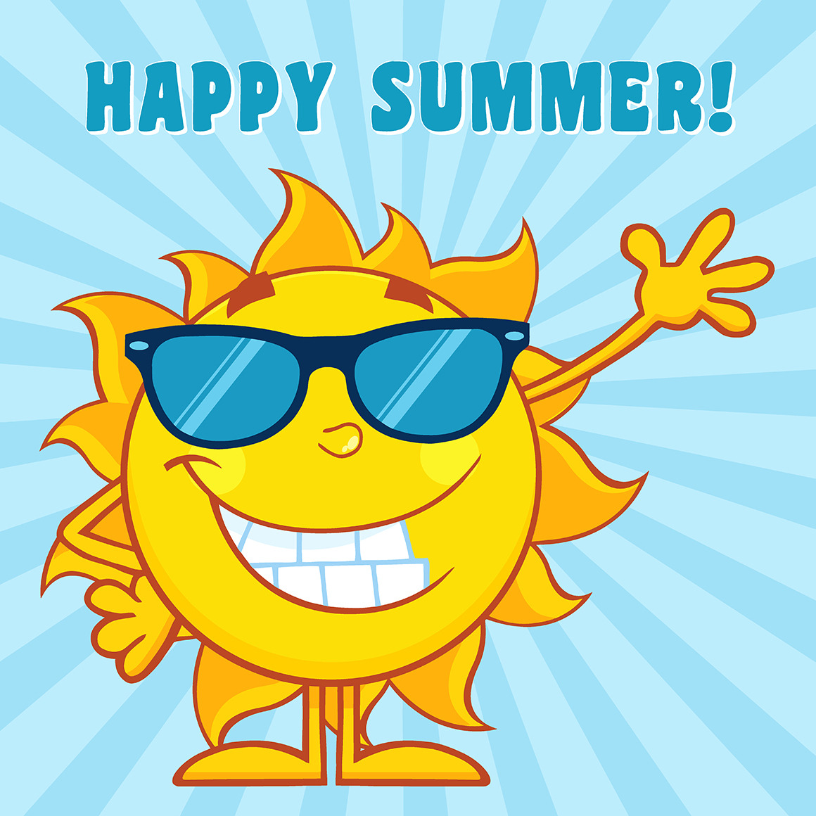 Smiling Sun With Text Happy Summer, an Illustration by HitToon