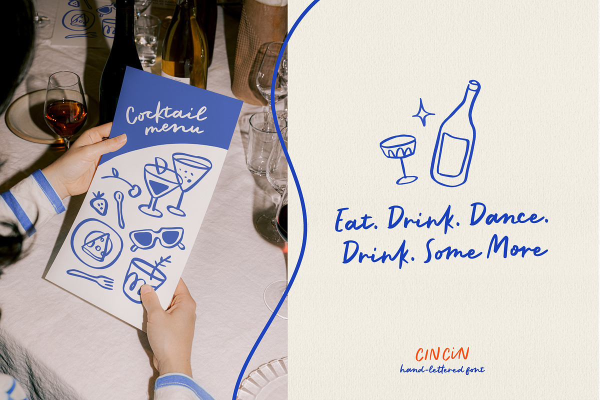 Cin cin | Handwritten Font, a Script Font by AngelinaKovel