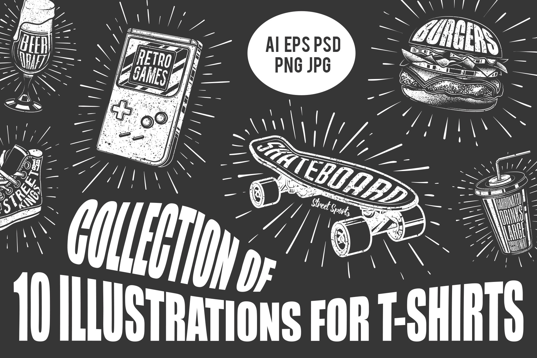SET OF MONOCHROME PRINTS, a Food Illustration by others studio