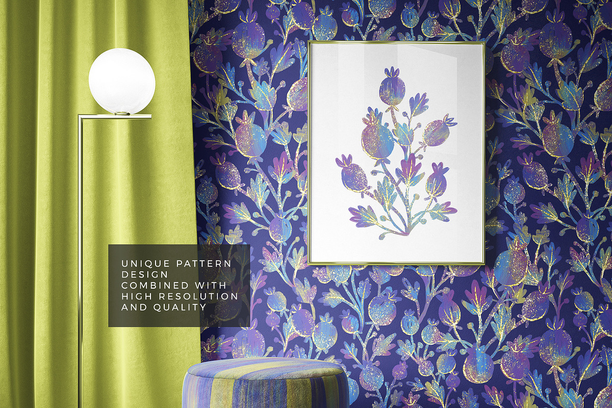 Purple & Gold Fantasy Patterns, a Pattern Graphic by Velliniki