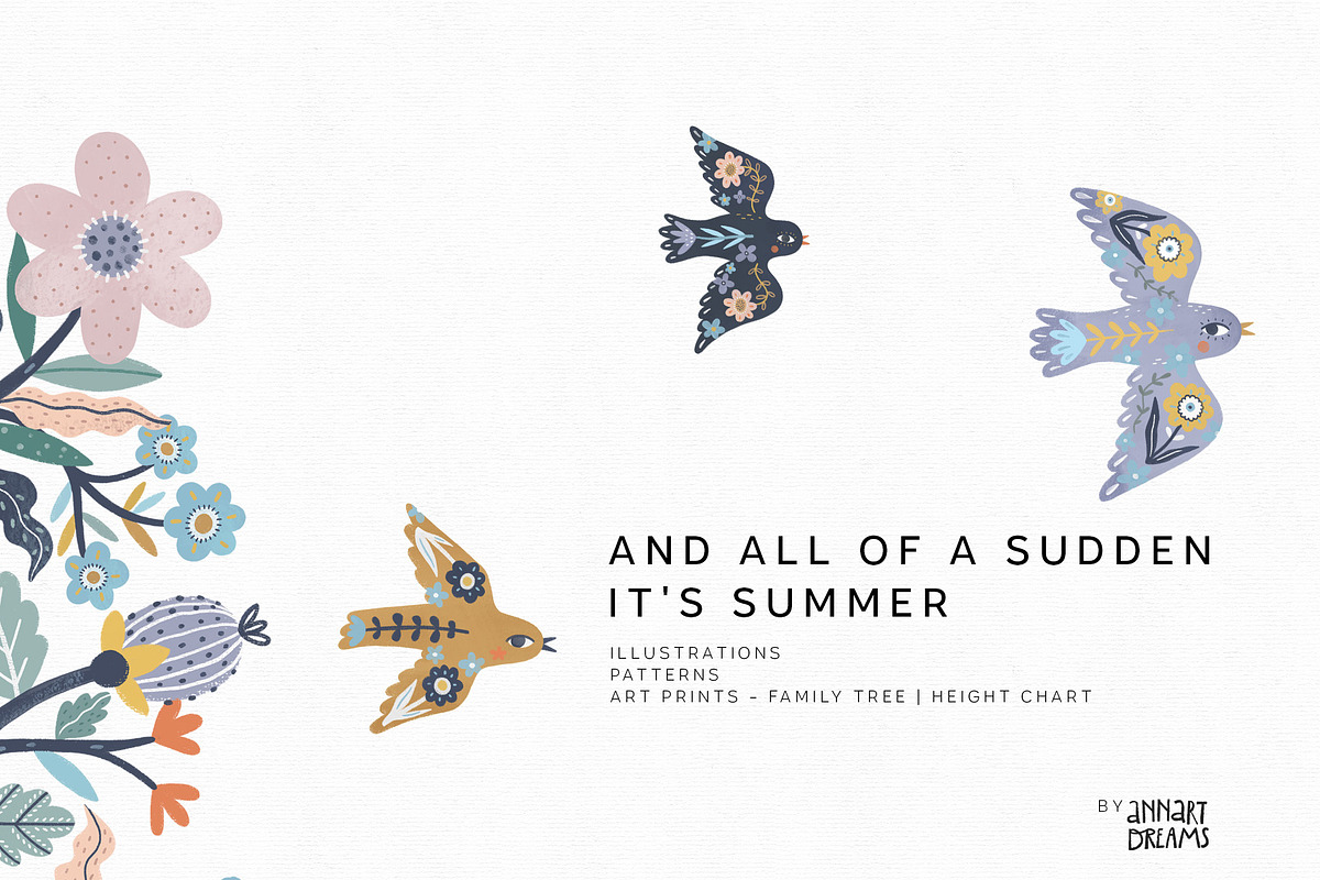 Summer mood. Family tree & Patterns, a Decorative Illustration by ...