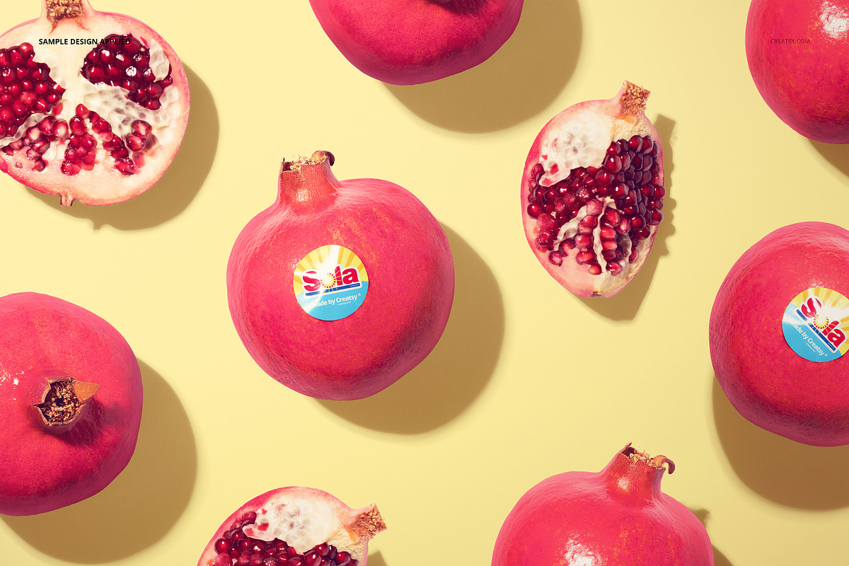 Round Fruit Sticker Mockup Set, a Packaging Mockup by creatsy5