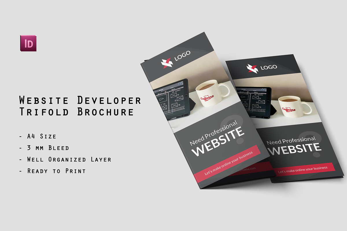 Website Developer Trifold Template, a Brochure Template by AQR Studio