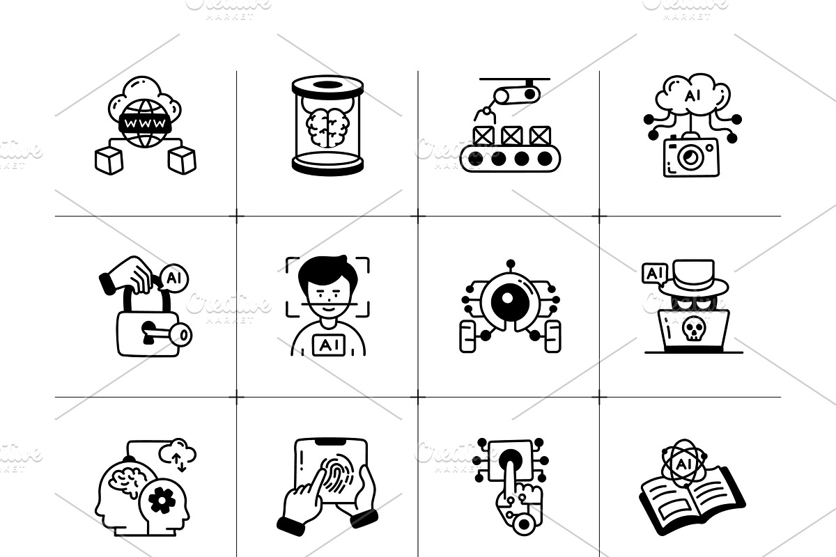 Hand Drawn Animated AI Icons