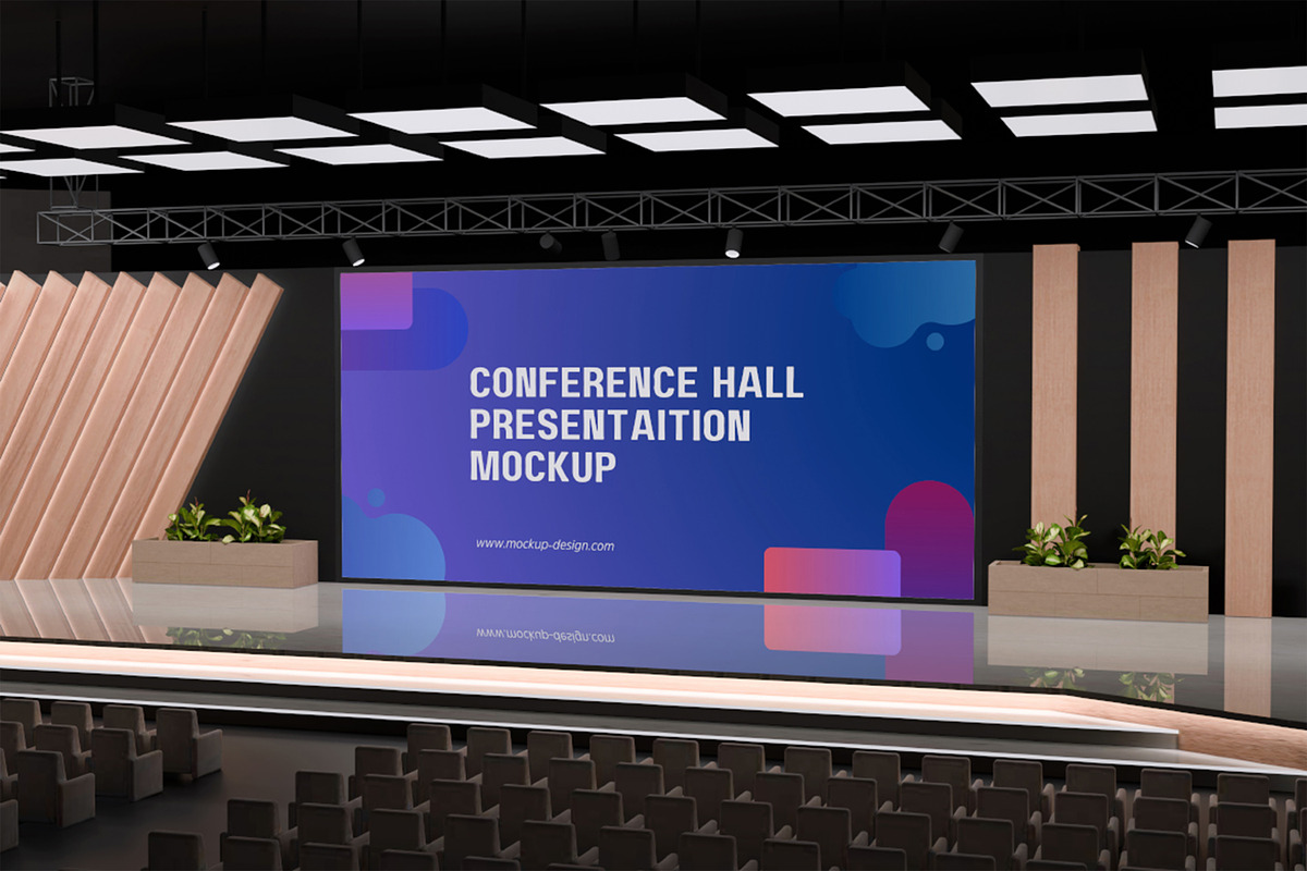 Conference Hall Mockup, an Advertising Mockup by xavier_studio
