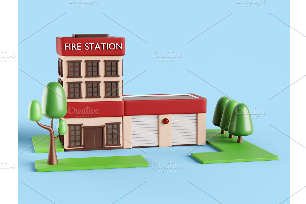 Fire station 3d building exterior, an Architecture 3D Model by ...