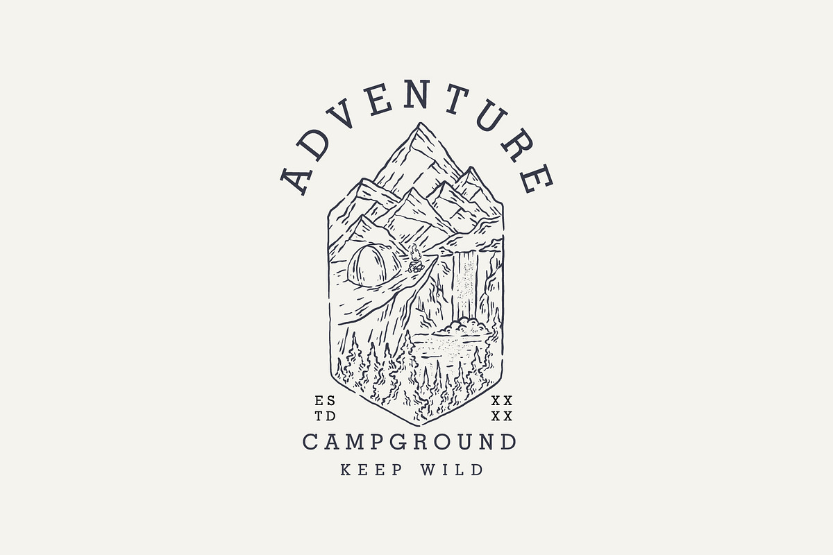 Vintage Line Art Outdoor Badge, an Object Graphic by Sandewo