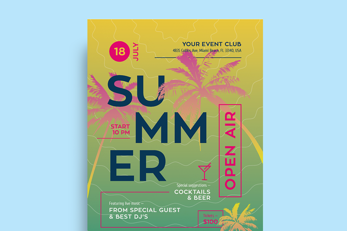 Summer Event Poster Template, a Poster Template by Danil Polshin