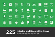 225 Interior and Decoration Icons, a Solid Icon by Vectors Market