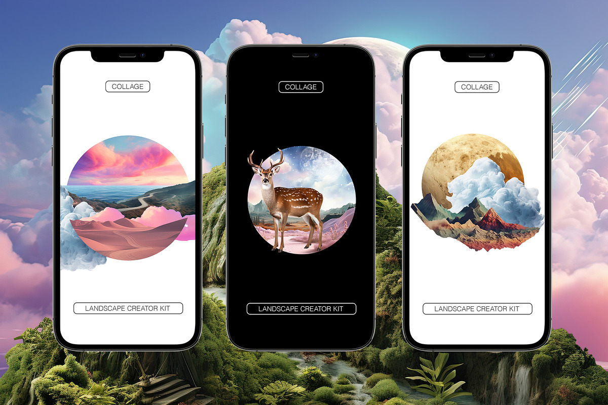 Landscape collage creator kit, an Object Graphic by Polli Deeva