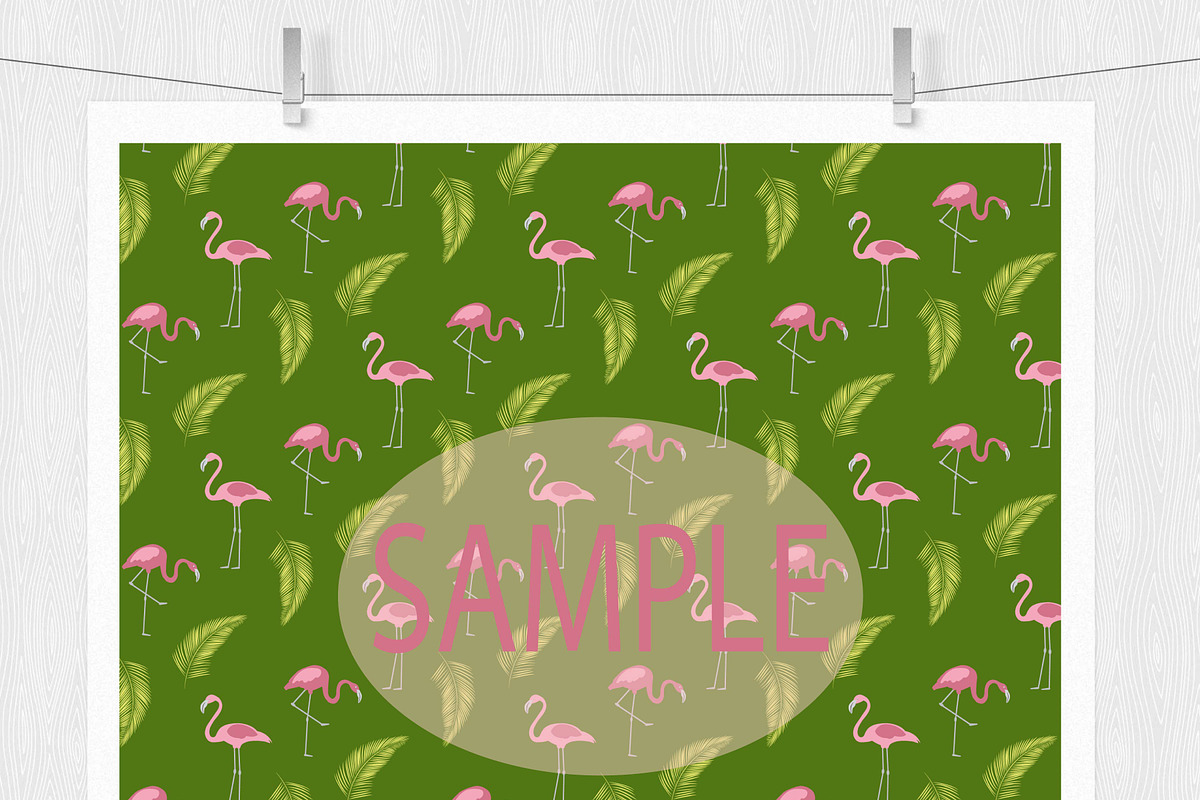 Pink Flamingo Digital Paper, a Pattern Graphic by Leska's Digitals